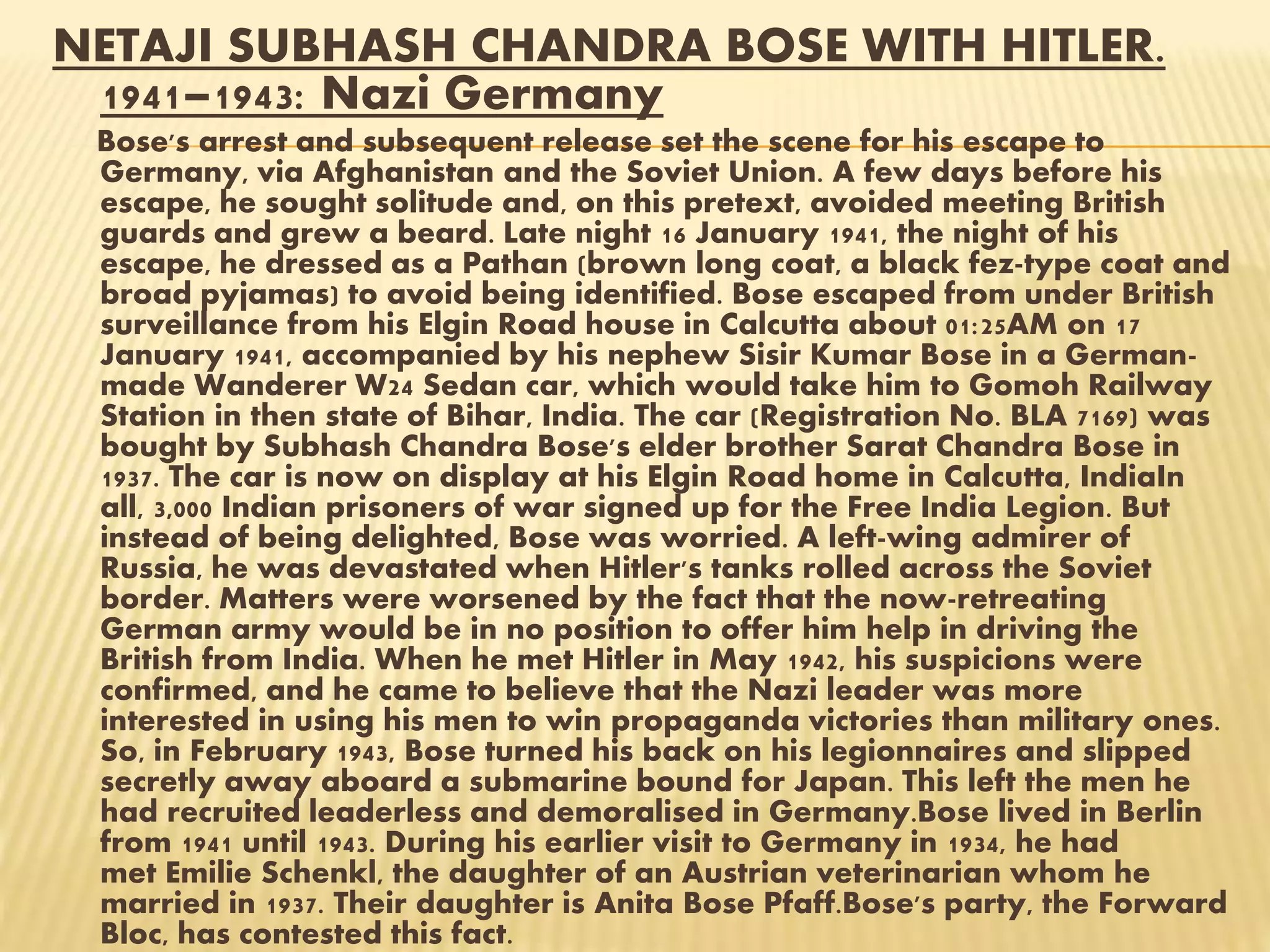 POWER POINT PRESENTATION ON NETAJI SUBHASH CHANDRA BOSE. | PPTX