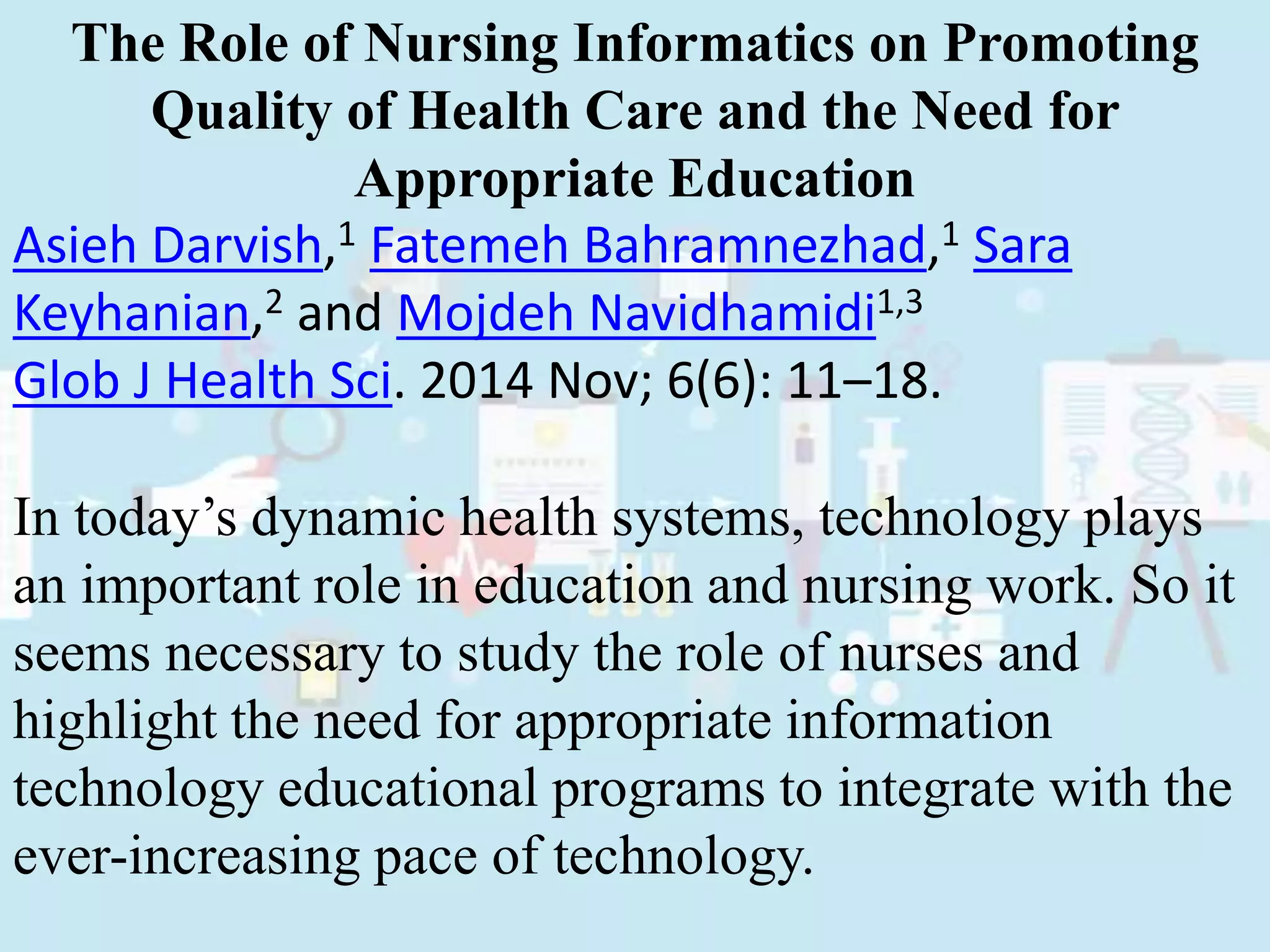Ppt on nursing informatics | PPTX