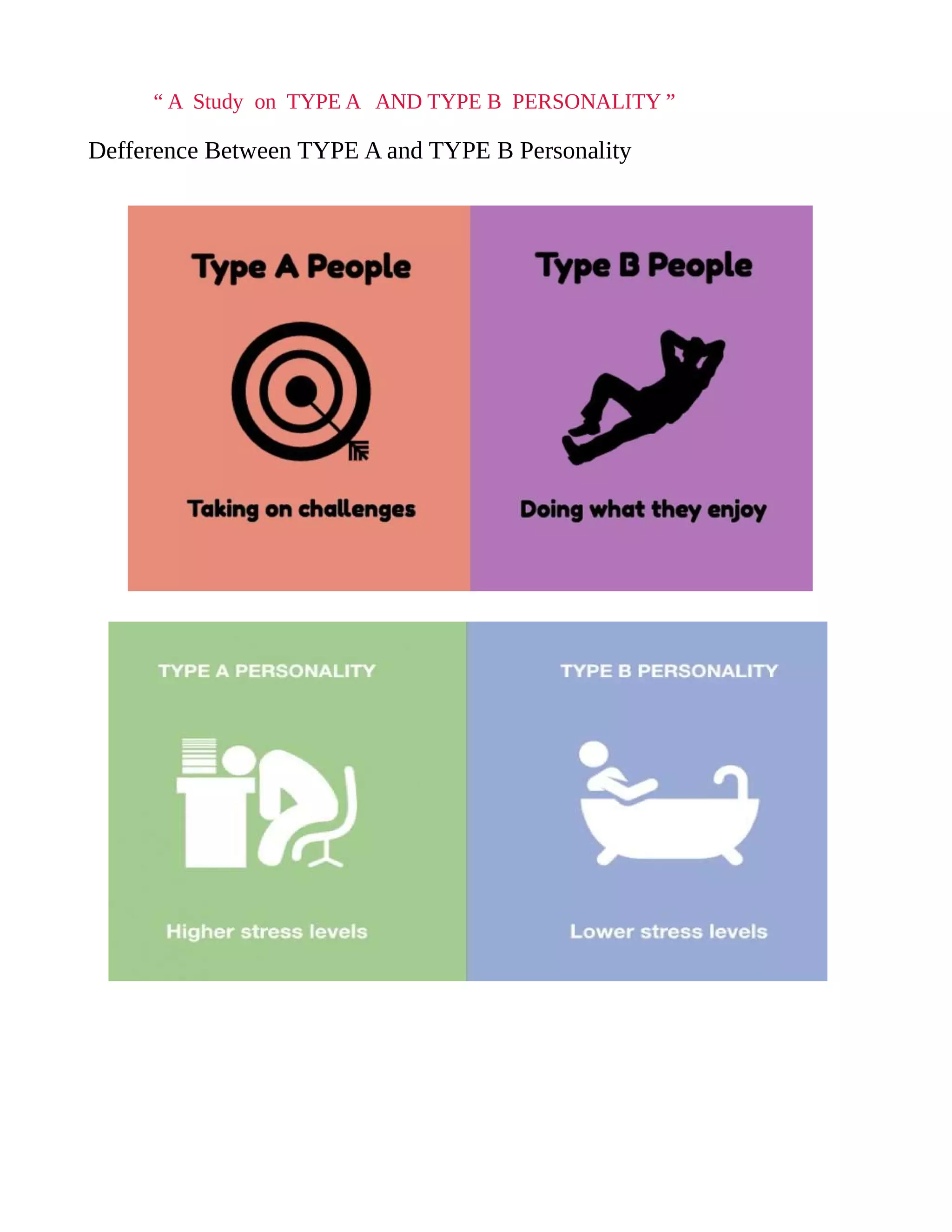 PRESENTATION ON ‘ TYPE A ’ AND ‘ TYPE B ’ PERSONALITY | PDF