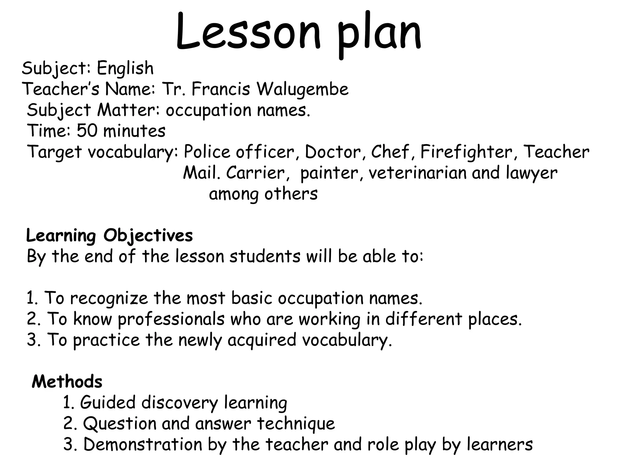 OCCUPATION NAMES - for elementary school | PPTX