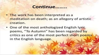 Ppt on ode to autumn (group task sem 3) | PPT
