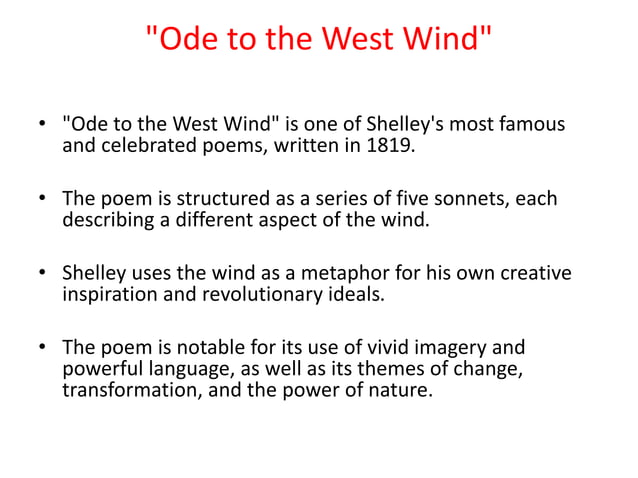 P.B. Shelley's Ode to the West Wind.pptx | Poetry | Books and Literature