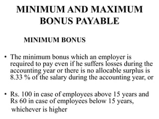 Ppt on payment of bonus act 1965 | PPTX