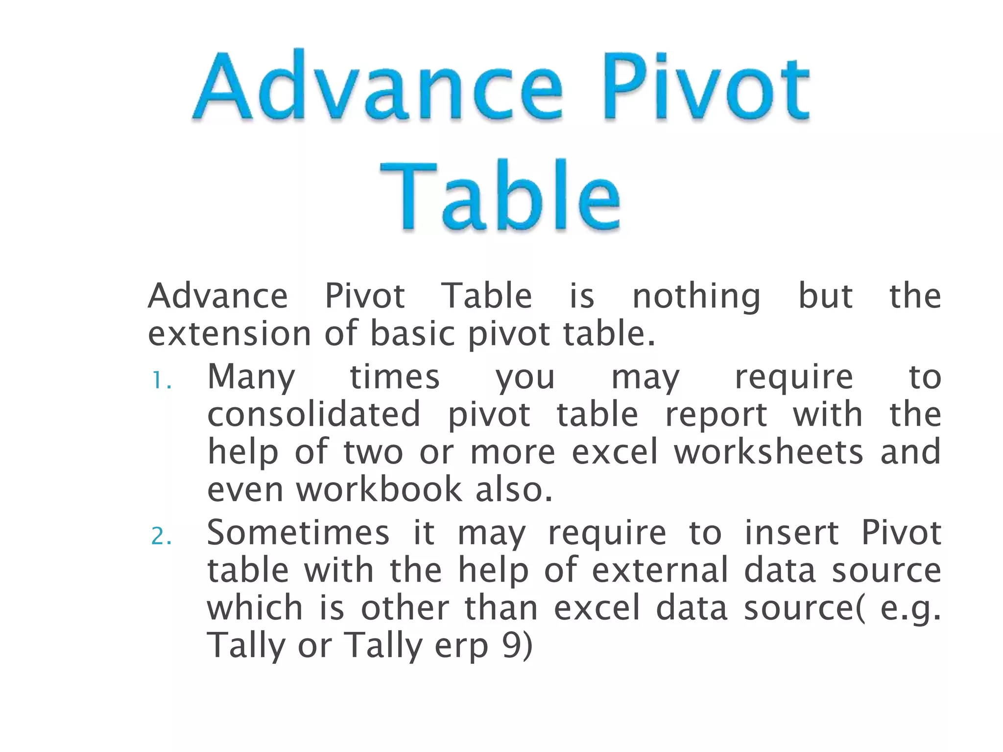 Ppt on pivot table | PPTX