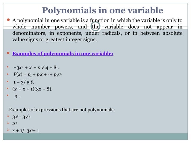 Ppt on polynomial | PPT