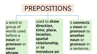PPT on Prepositions.pptx identify preposition in a sentence | PPTX