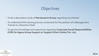 Presentation on recruitment followed by selection and training ...