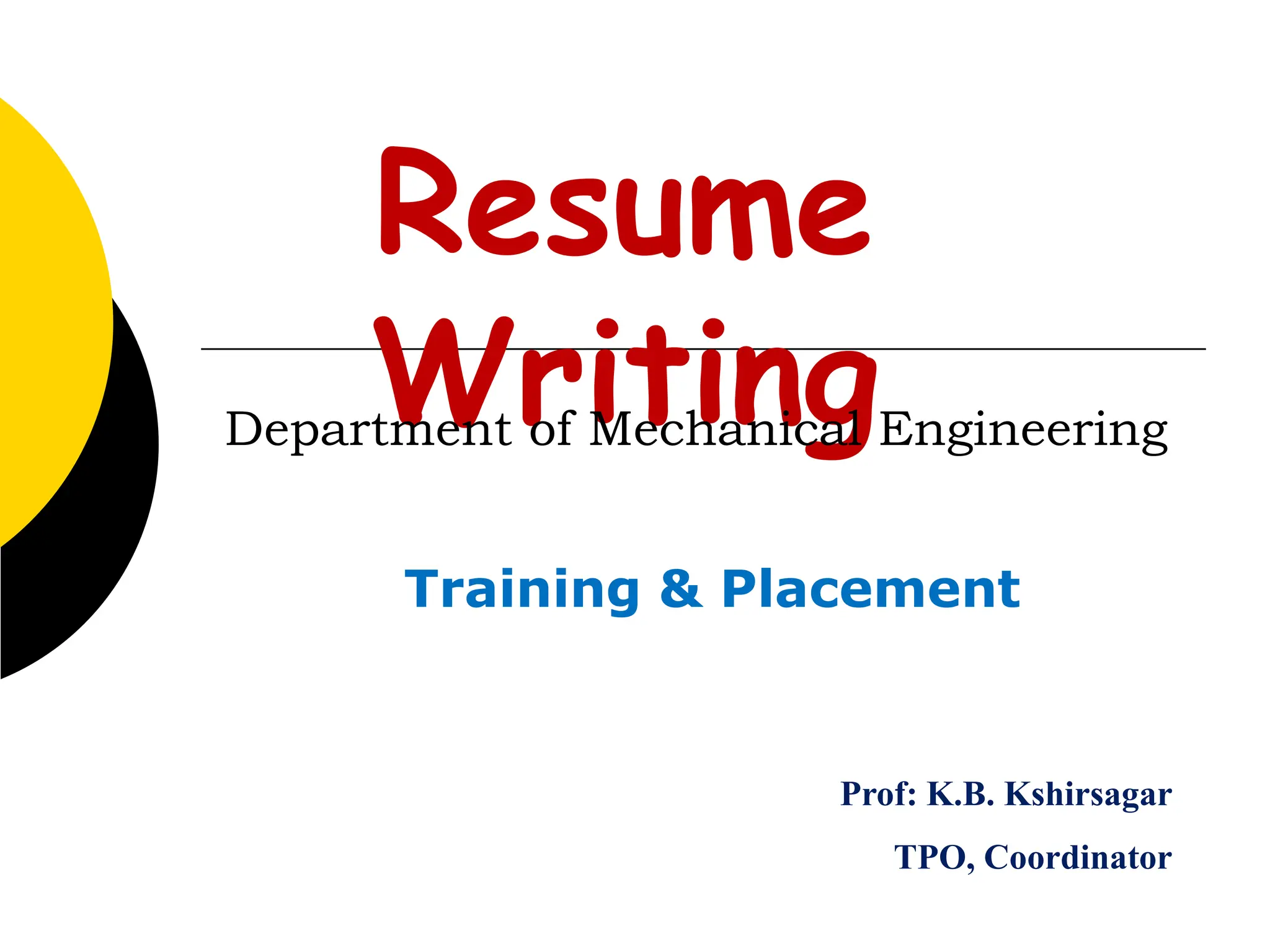 PPT on resumes writing tips -UG students | PPT