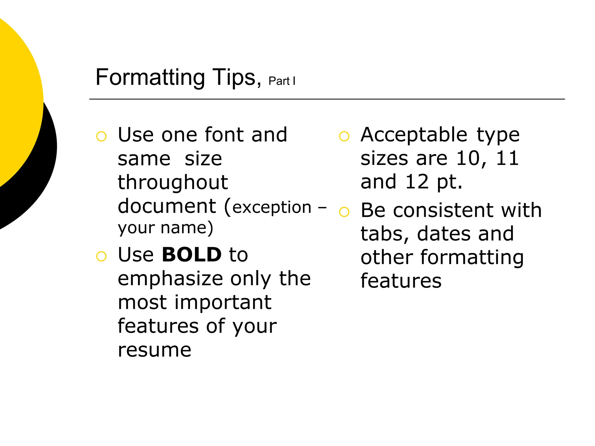 PPT on resumes writing tips -UG students | PPT