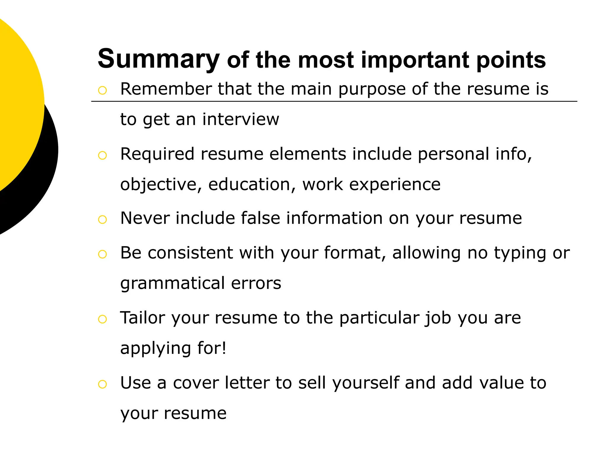 PPT on resumes writing tips -UG students | PPT