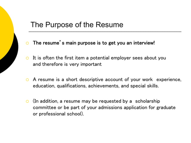 PPT on resumes writing tips -UG students | PPT