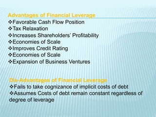 Role of debts in financial leverage by Punit Harkut | PPTX