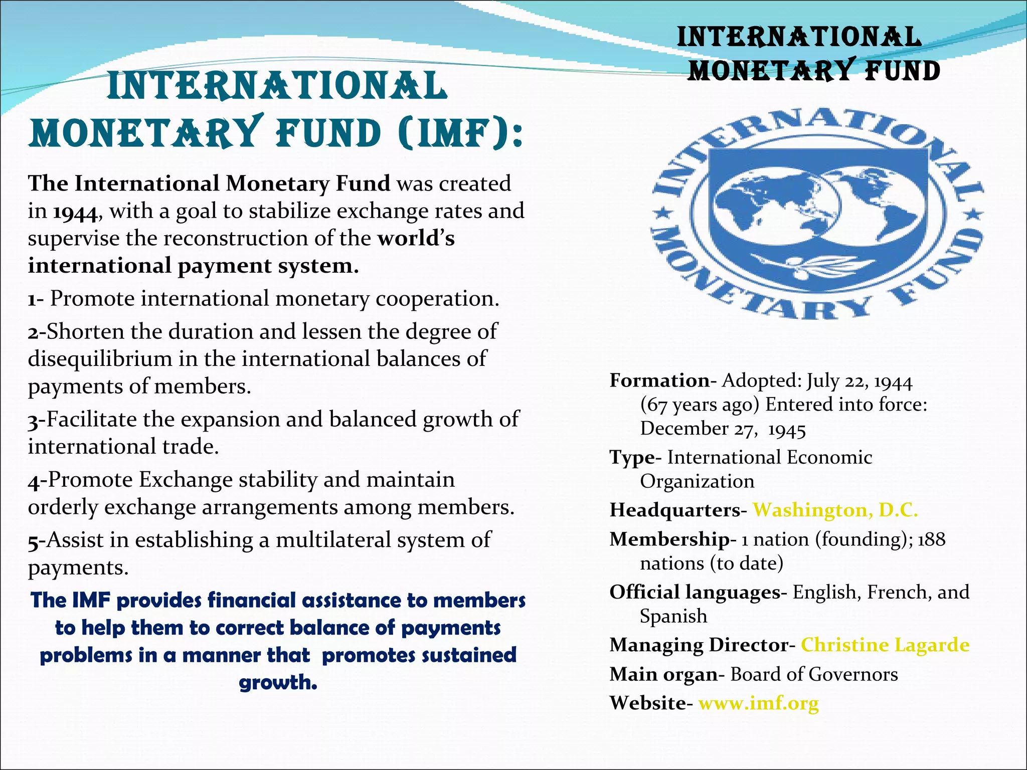 Ppt on role of international financial institutions | PPT
