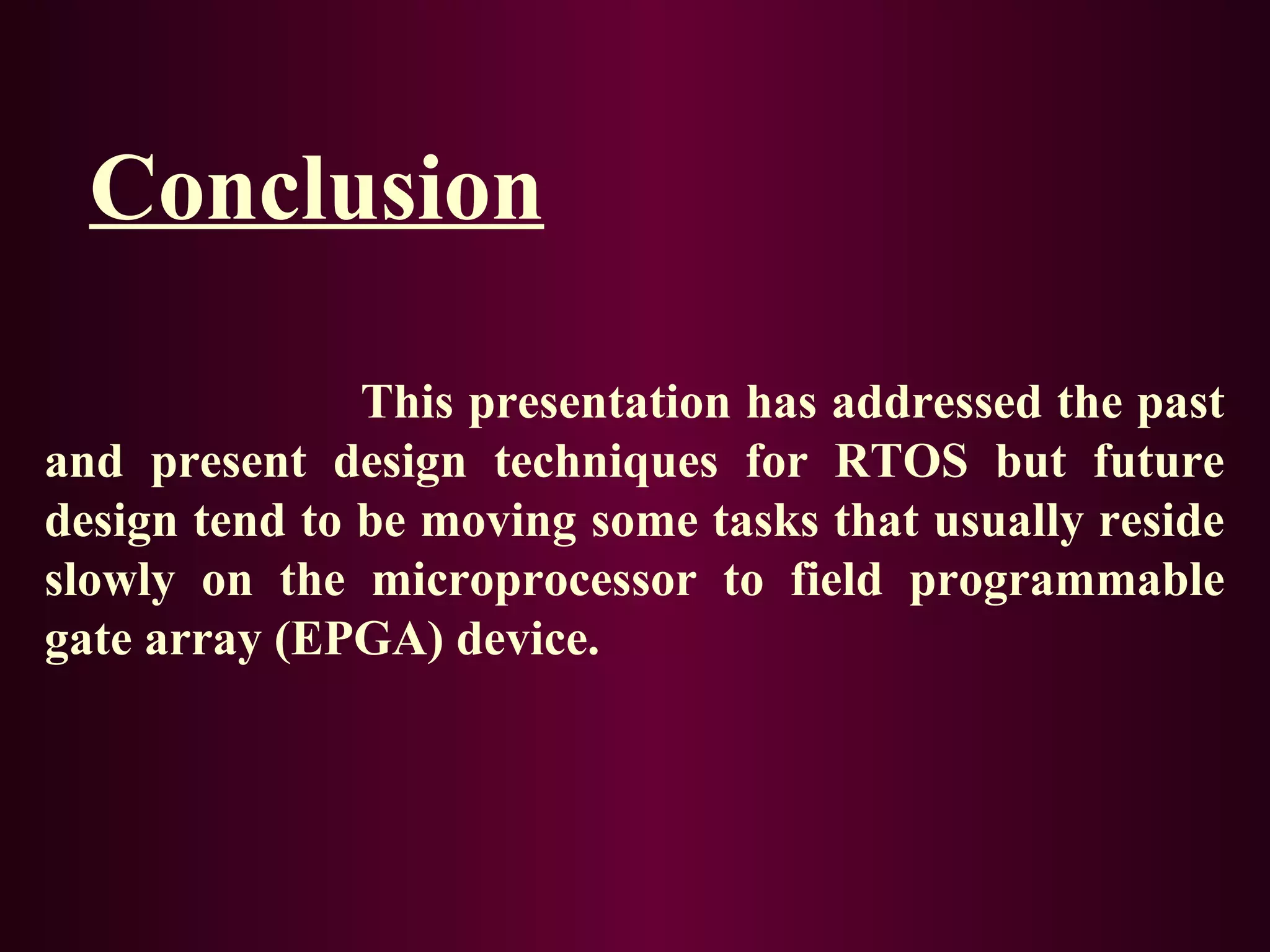 presentation on real time operating system(RTOS's) | PPT