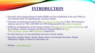 Ppt on sebi, presentation on SECURITIES AND EXCHANGE BOARD OF INDIA | PPTX