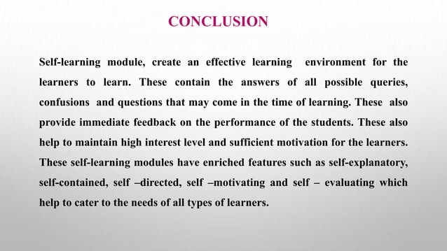 ppt on self instructional module.pptx | Educational Assessment | Education