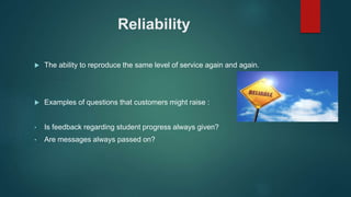 presentation on 10 dimensions of service quality. | PPTX