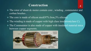 PPT on Shunt DC Motor Construction and Working | PPTX