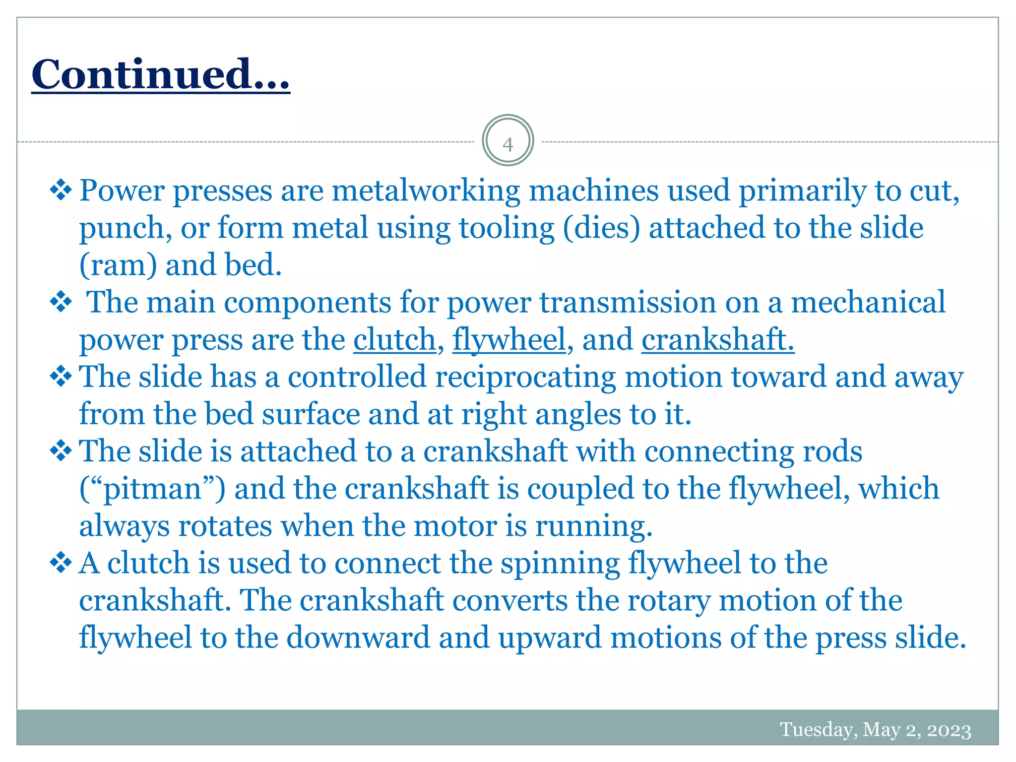 PPT on study about power press for blanking and deep drawing..pptx