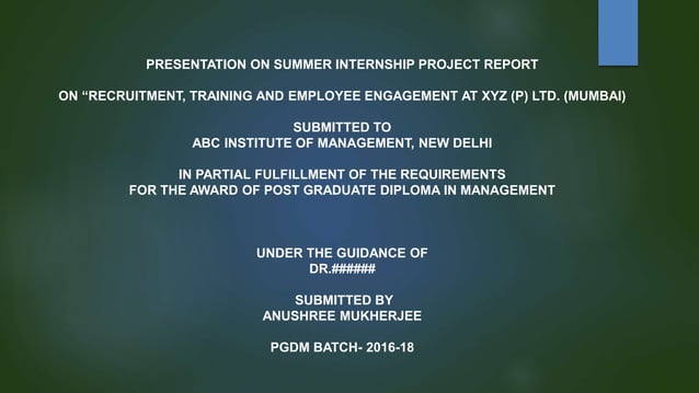 PPT on summer internship project report | PPTX