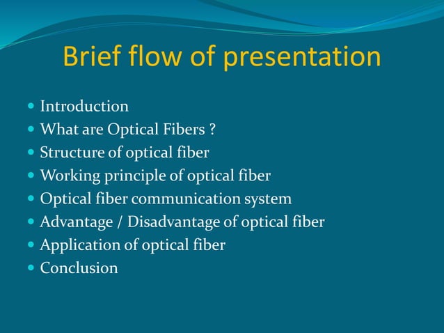 Ppt on optical fiber | PPTX | Computer Networking | Computing