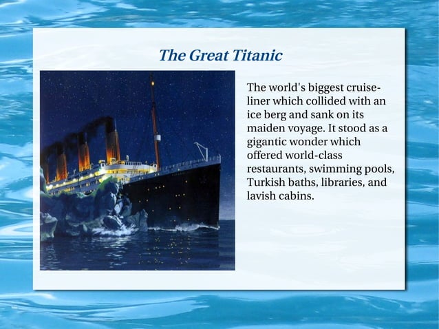 Ppt on sunken ships (copy) | PPT | Cruises | Travel Type