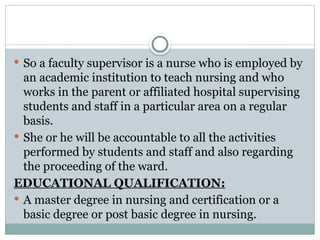 Concept of faculty supervisor position And factors influencing faculty ...