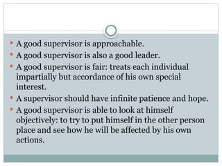 Concept of faculty supervisor position And factors influencing faculty ...