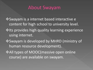 PPT On Swayam.pptx | Education industry | Industries