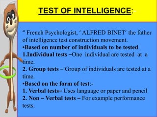 Ppt on test of intelligence mine | PPTX