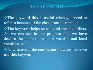 Ppt on this and super keyword | PPTX