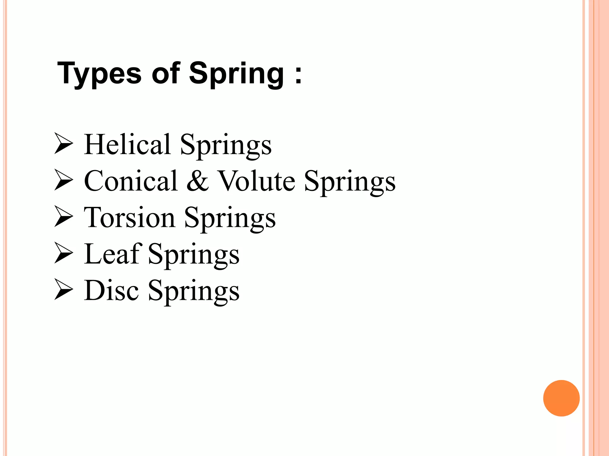 Types of springs Design Machine Elements (DME) | PPTX