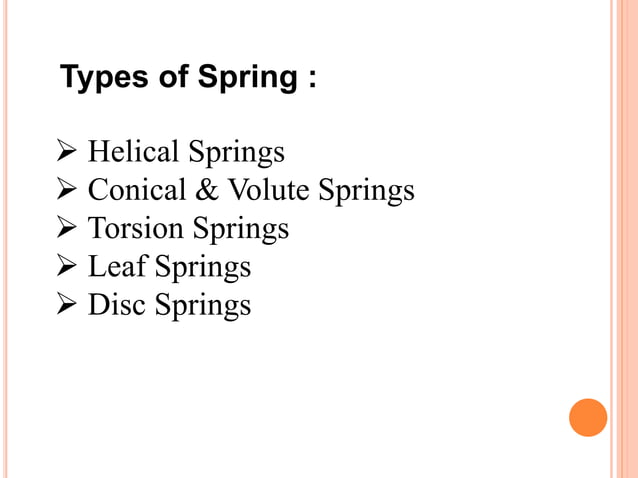 Types of springs Design Machine Elements (DME) | PPTX