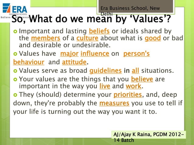 Values - organisational behaviour | PPT