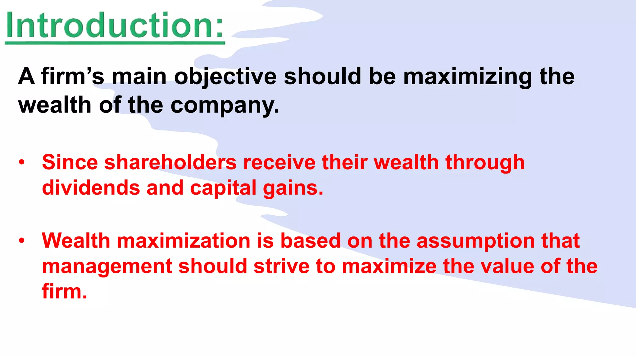 Ppt on wealth maximization | PPTX