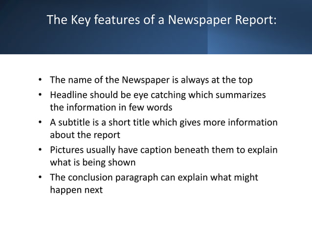 Powerpoint on Writing a Newspaper Report.pptx