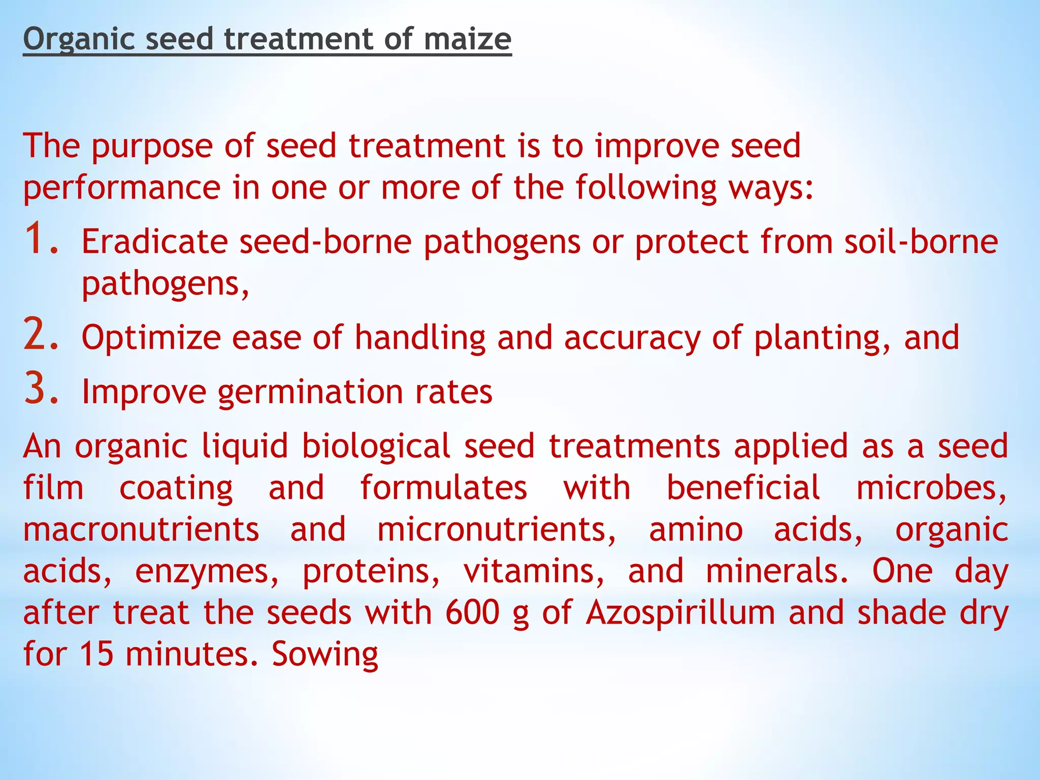 Organic agriculture packages and practices for maize | PPTX
