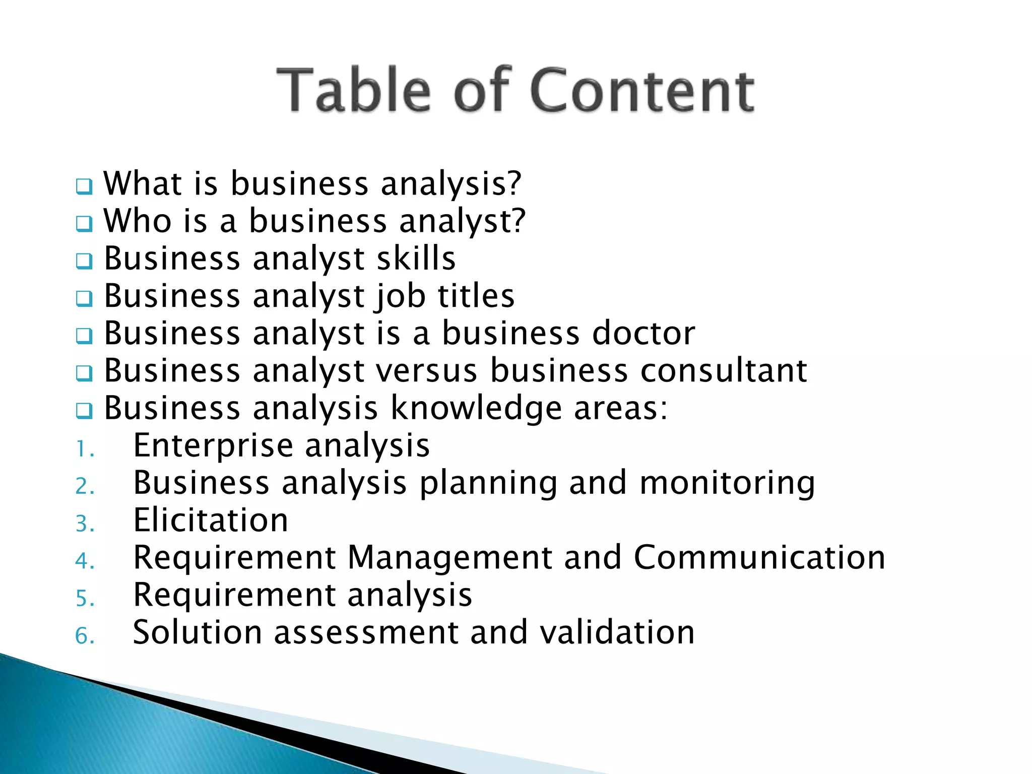 Business Analysis in A Nutshell | PPTX
