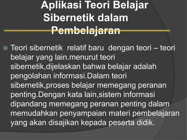 Teori sibernetik dalam pembelajaran | PPTX