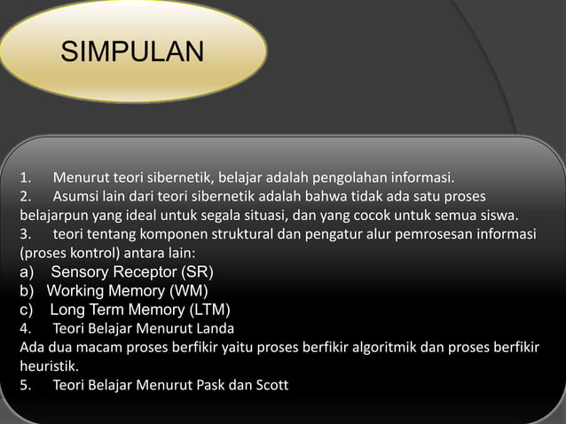 Teori sibernetik dalam pembelajaran | PPT