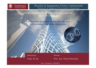 Introduzione all'ottimizzazione strutturale: elaborato di Paolo Di Re ...