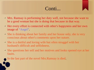 paper - 9 Modenist Literature Topic :- Charater Sketch of Mrs.Ramsay ...