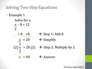 Solving Two-Step Equations-PPT part 1 | PPTX