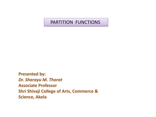 PPT Partition function.pptx | Chemistry | Science