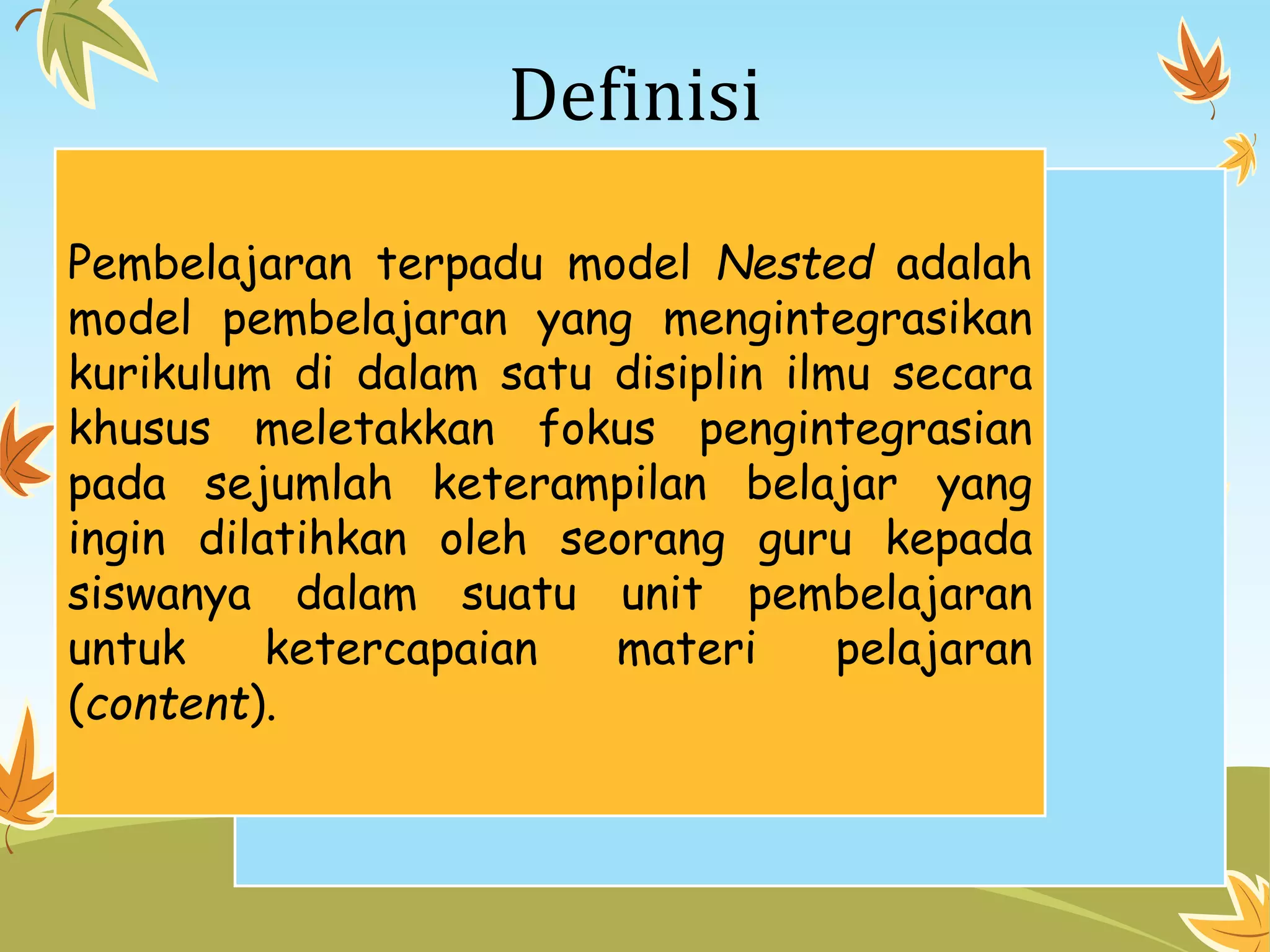 Pembelajaran Terpadu Model Nested | PPTX