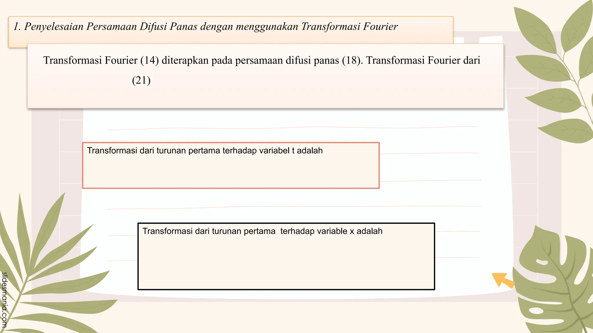 PPT PDP aplikasi diferensial parsial pada masalah difusi panas 1-D | PPTX