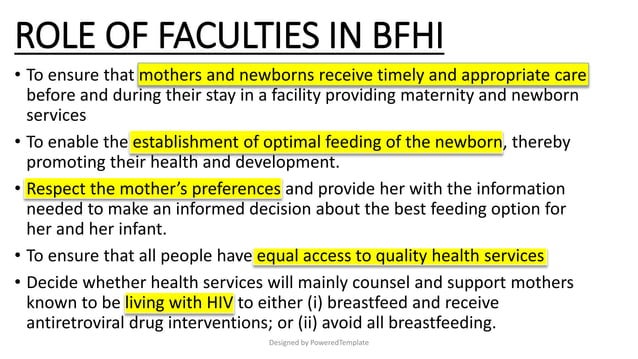 BFHI, Exclusive breastfeeing, Breastfeeding technique, pattern of ...