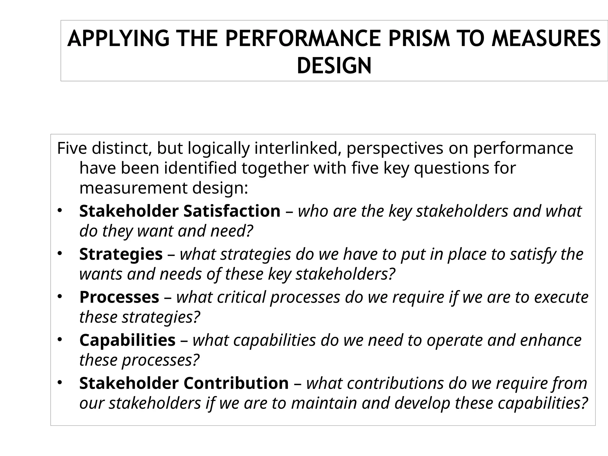 Peformance Prism, Integrated Performance Measurement System (IPMS) | PPTX