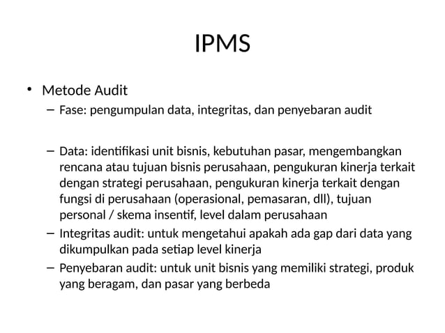 Peformance Prism, Integrated Performance Measurement System (IPMS ...