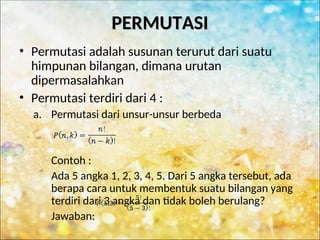 PPT PELUANG (PERMUTASI DAN KOMBINASI) KELAS X SMA | PPT